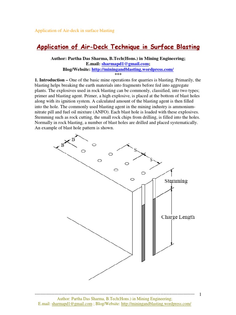Application of Air-Deck Technique in Surface Blasting | PDF | Explosion | Waves
