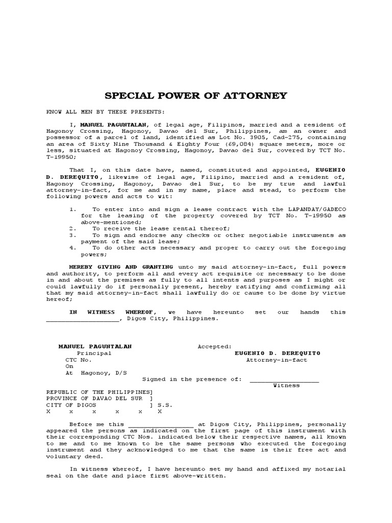 Spa | Power Of Attorney | Notary Public