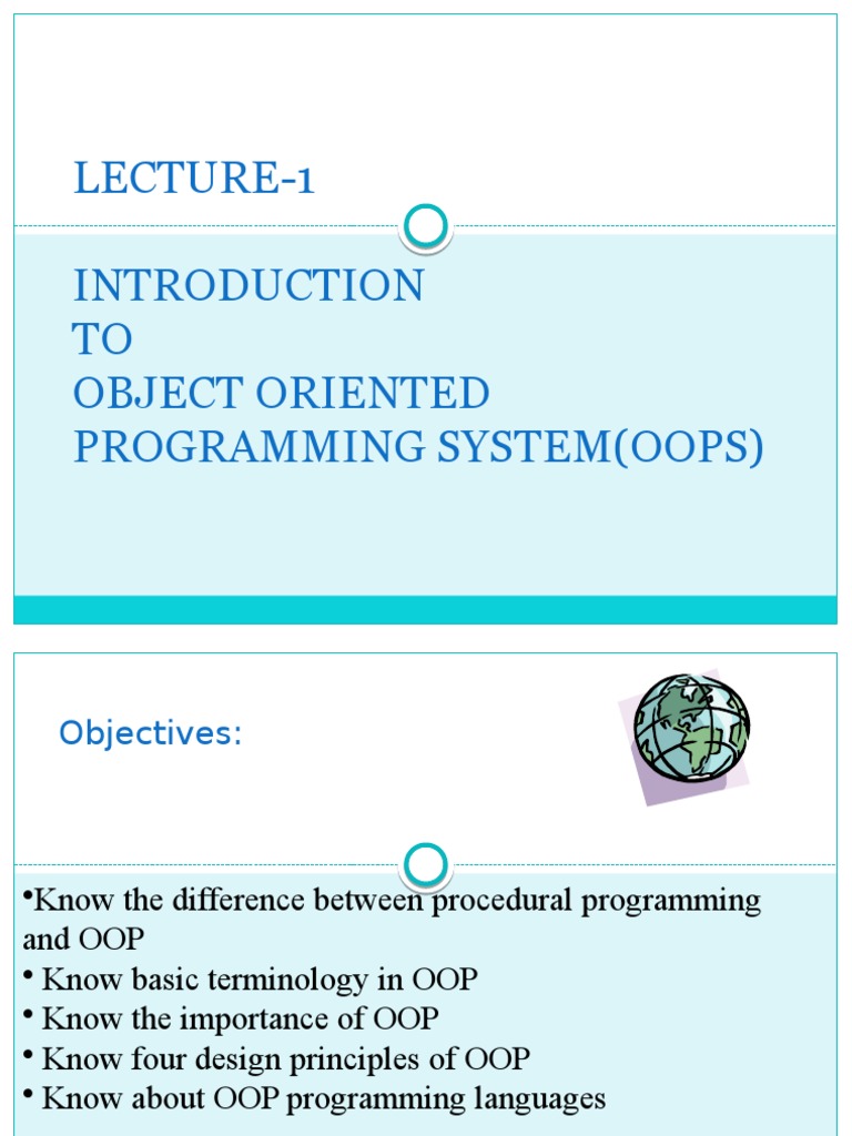 Lecture 1 To Object Oriented Programming System Oops Download Free Pdf Object Oriented
