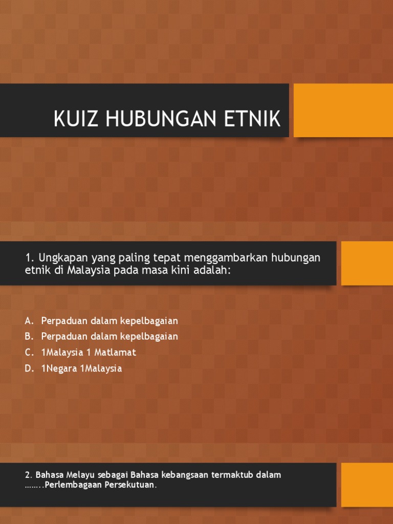 Kuiz Perpaduan Etnik Malaysia | PDF | Ilmu Sosial | Agama & Spiritualitas