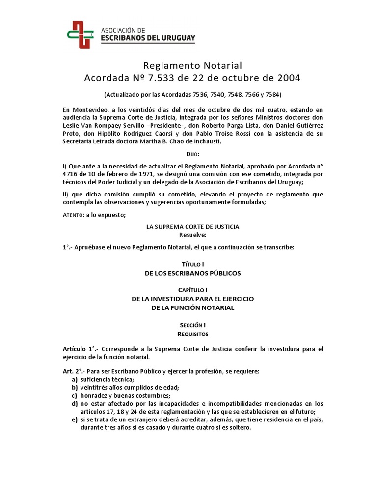 Reglamento Notarial Uruguay 2023 | PDF | Gobierno | Instituciones sociales