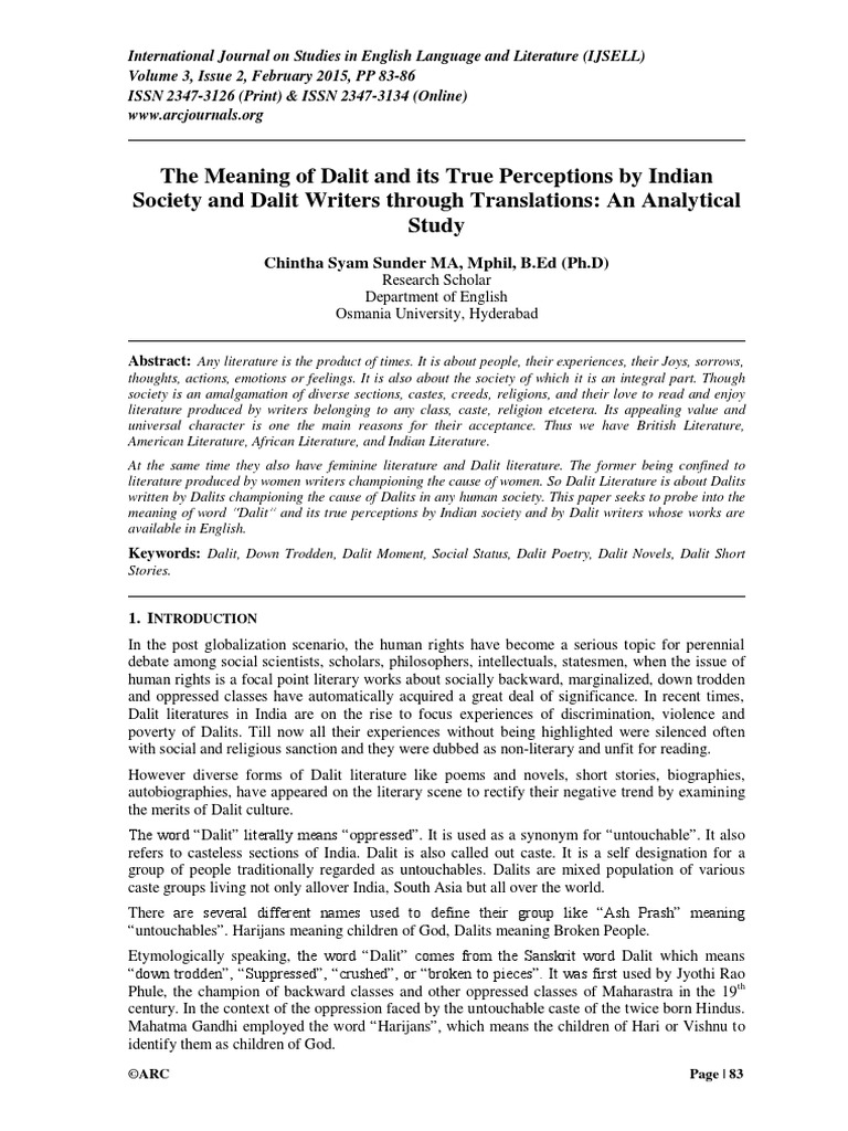 Dalit Meaning and Its Study | PDF | Dalit | Poetry