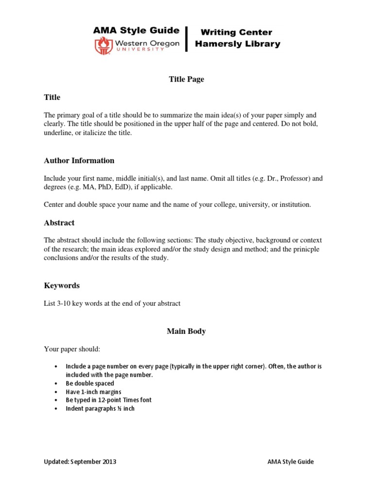 Guidelines for Formatting a Research Paper in AMA Style | PDF | Raw ...