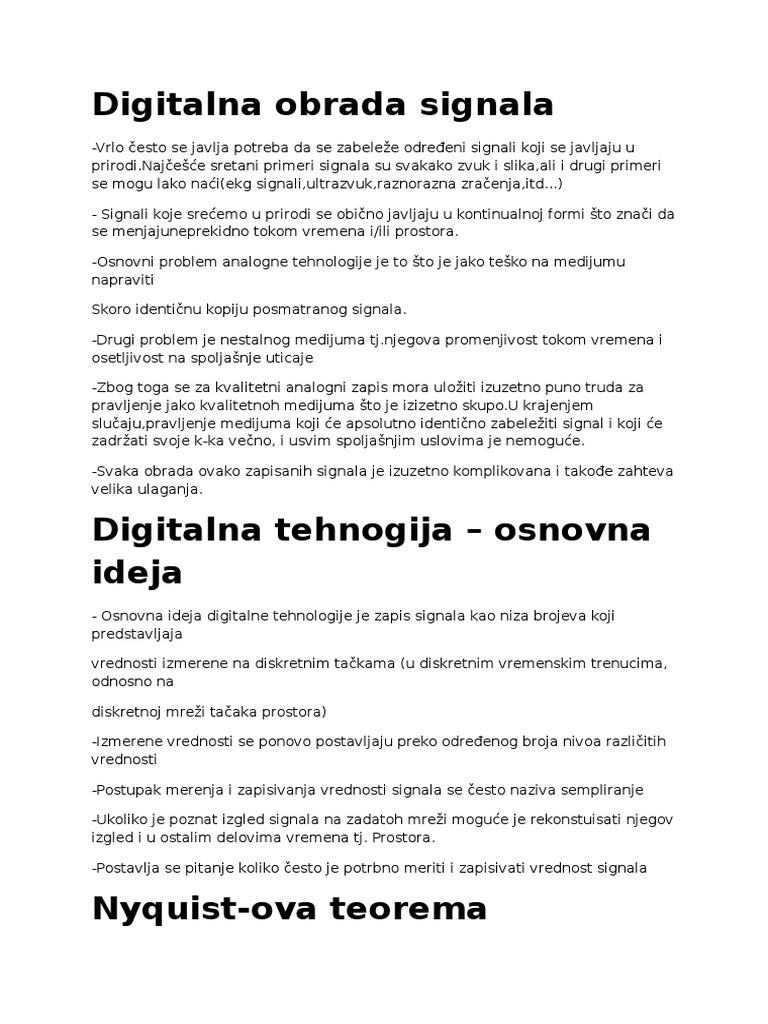 Digitalna Obrada Signala | PDF