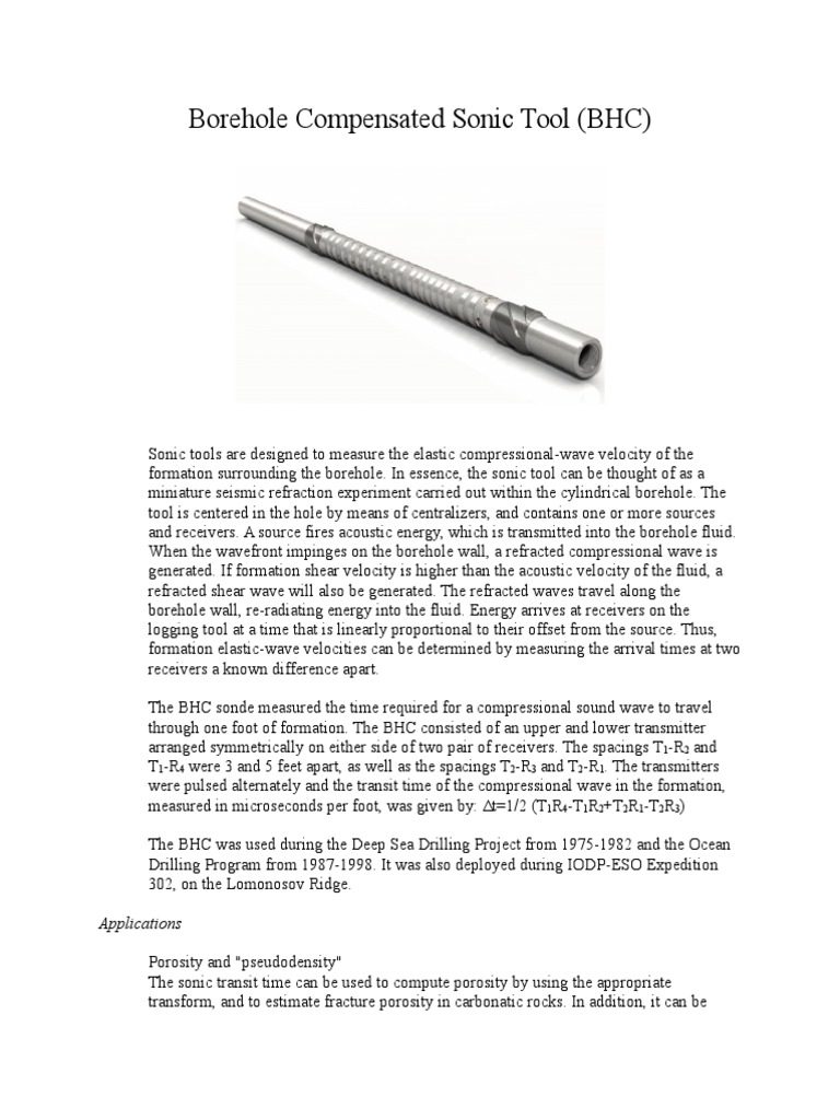 Borehole Sonic Tool Overview | PDF | Seismology | Waves