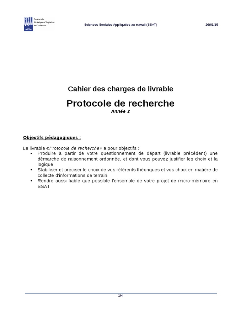 Protocole de recherche en SSAT | PDF | Document | Science