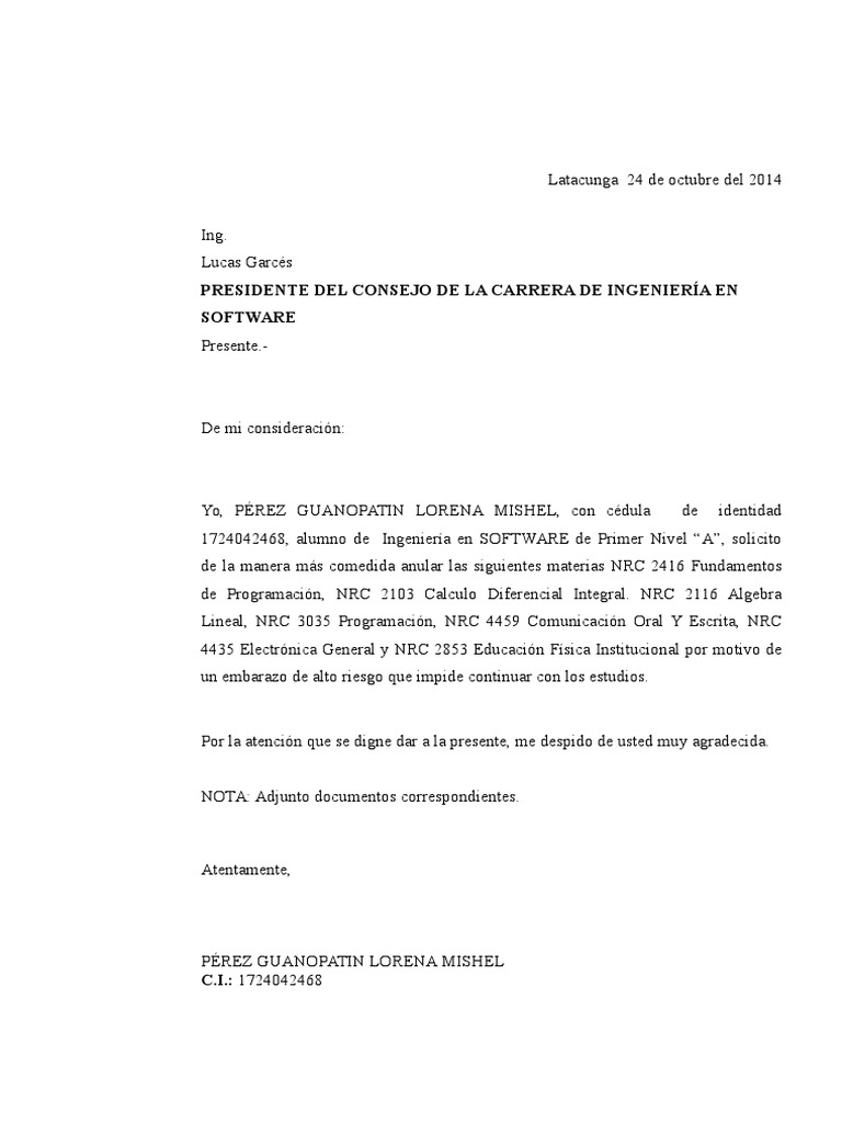 SOLICITUD Para Anulacion de Matricula