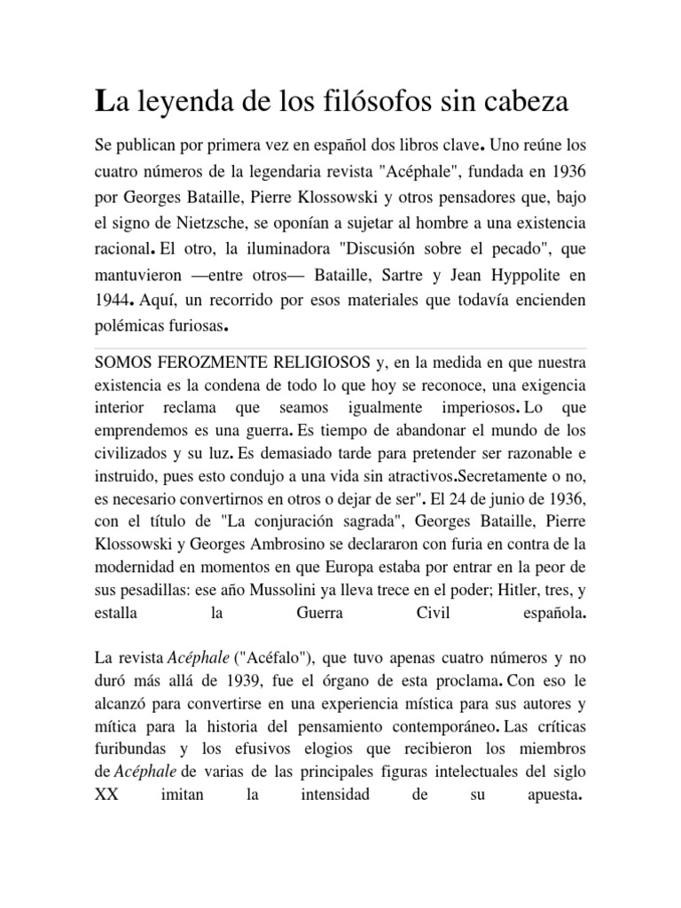 Historia de Acephale | PDF