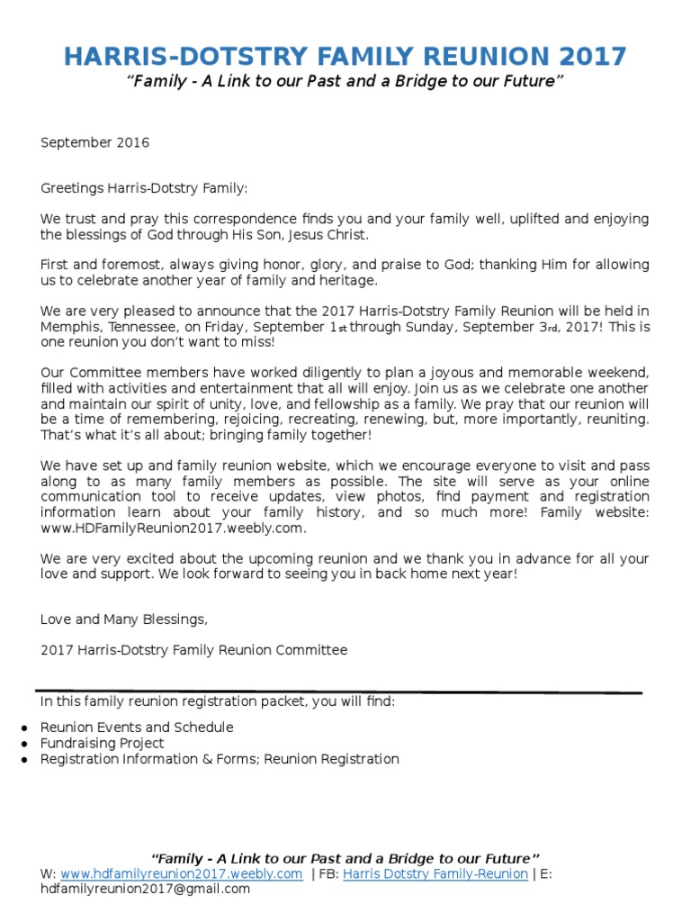Harris Family Reunion Registration Packet | PDF | Fee | Pay Pal