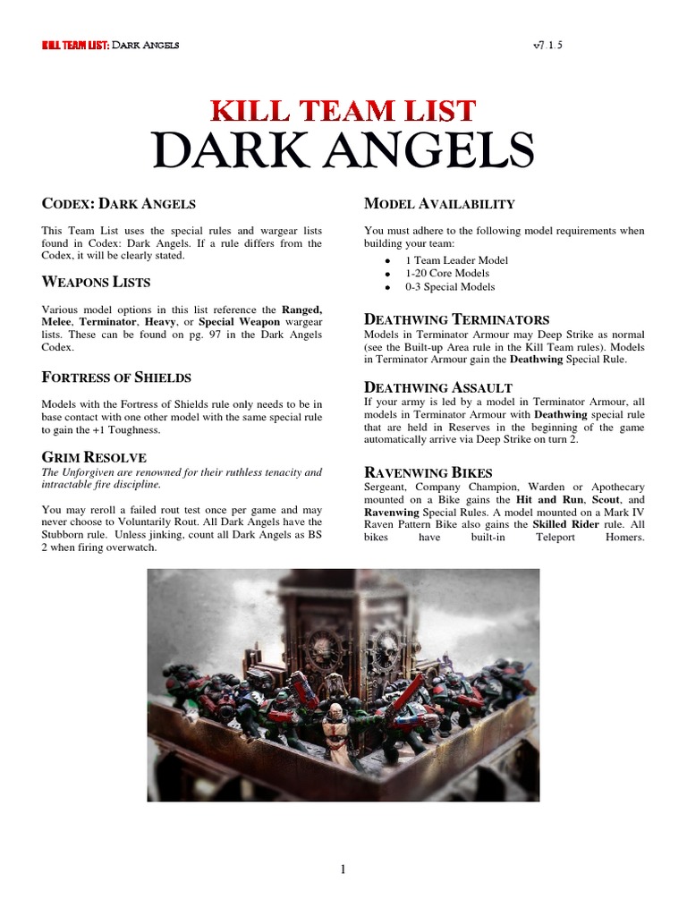 Kill Team List - Dark Angels v7.1.5 PDF | PDF | Infantry | Wars & Military