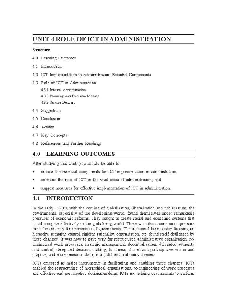 Unit-4 Role of ICT in Administration PDF | PDF | Geographic Information ...