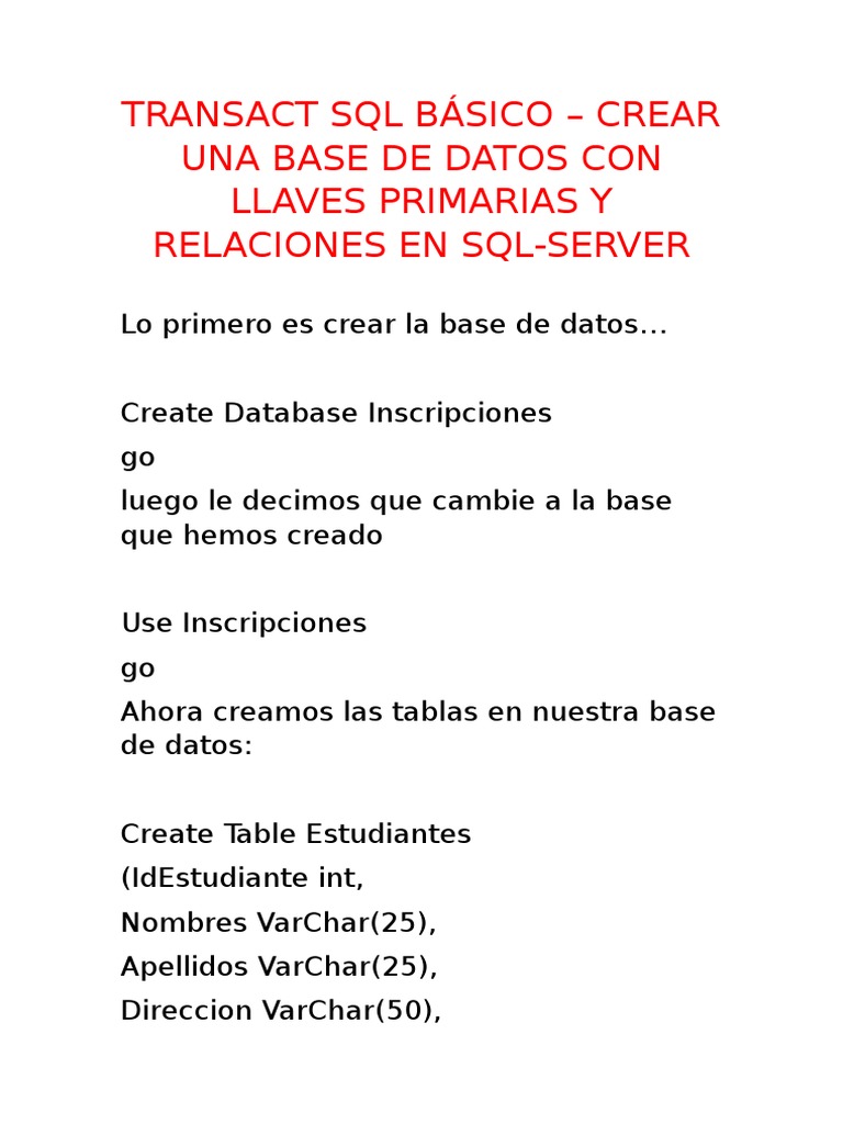Transact SQL Básico | Descargar gratis PDF | SQL | Ciencias de la Información