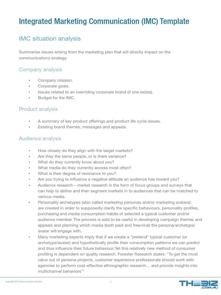 Integrated Marketing Communications Template | PDF | Marketing ...