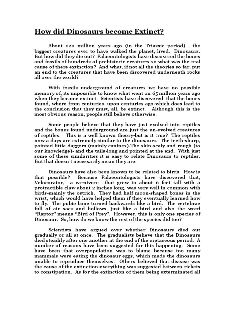 How did Dinosaurs become Extinct?