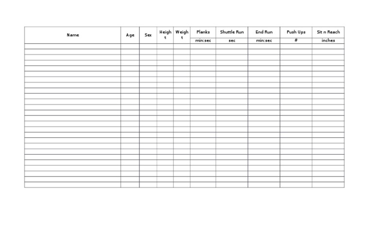 Fitness Test Record | PDF