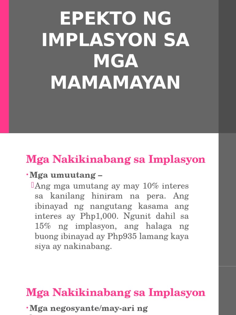 Epekto Ng Implasyon Sa Mga Mamamayan