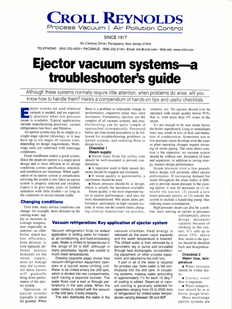 Ejector Vaccum Systems | PDF | Steam | Air Conditioning