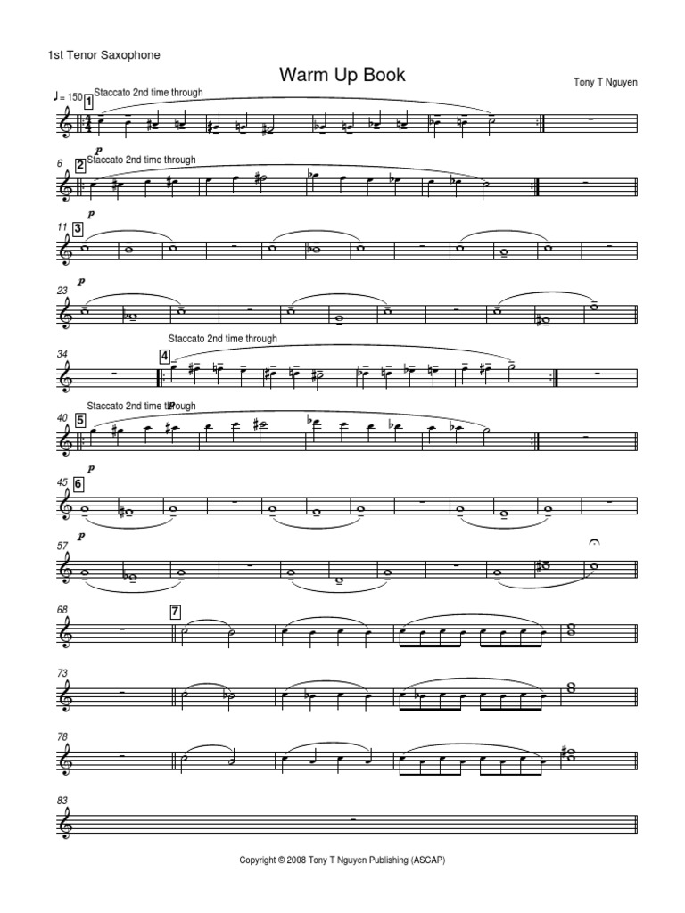 Warm Up Book: 1st Tenor Saxophone | PDF