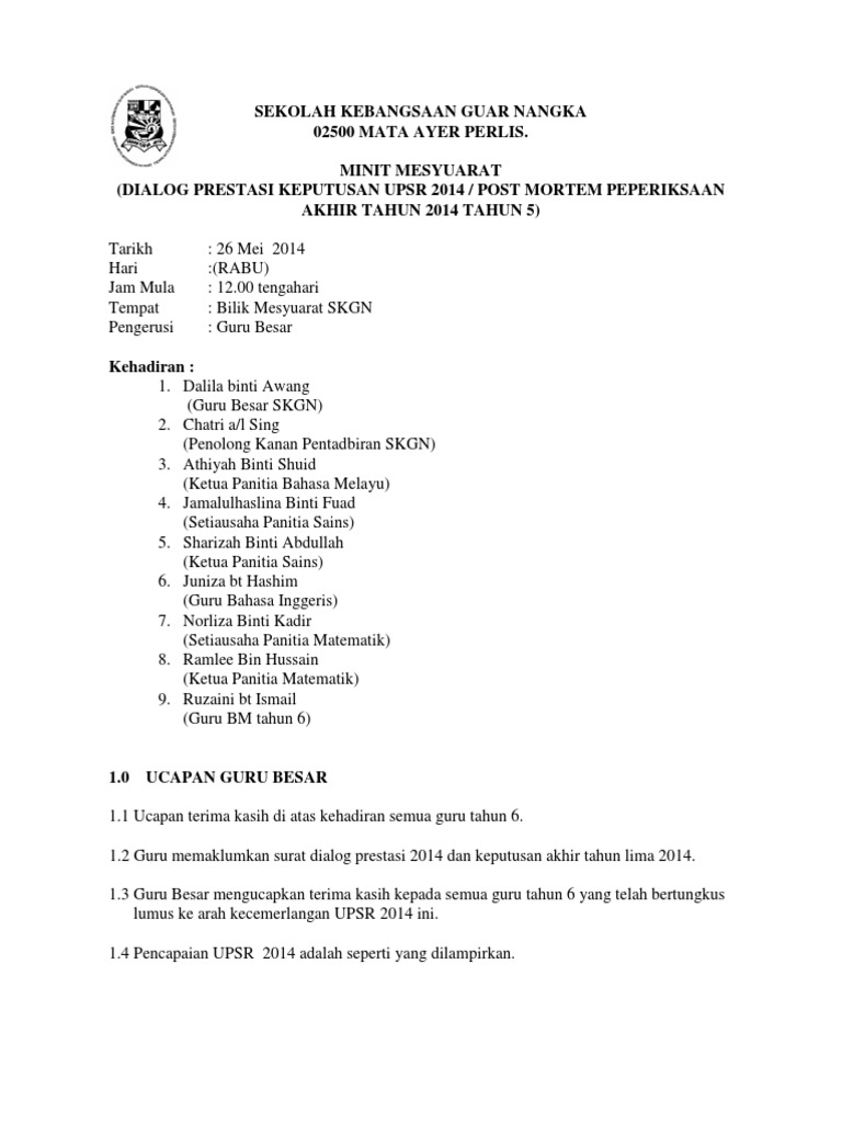 Contoh Minit Dialog Prestasi PDF | PDF
