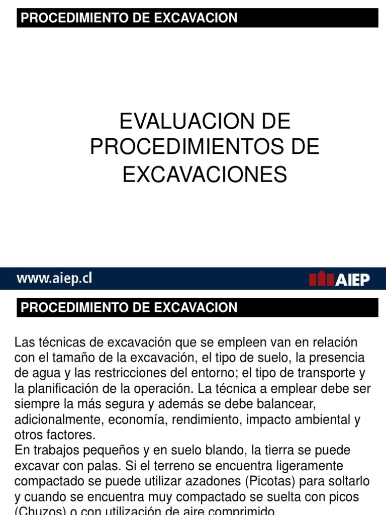 Procedimiento Excavaciones | PDF | Excavación (Arqueología) | Agua ...