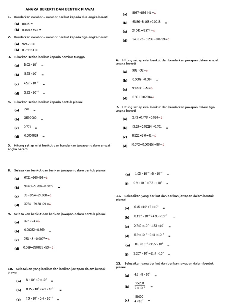 Angka Bererti Dan Bentuk Piawai | PDF