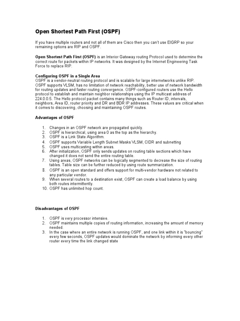 OSPF Open Shortest Path First | PDF | Routing | Networks