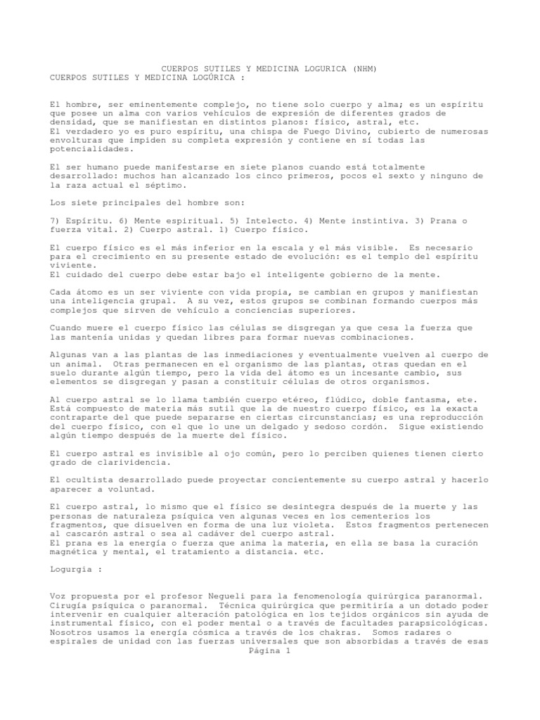 Cuerpos Sutiles y Medicina Logurica (NHM) PDF | PDF | Alma | Vida