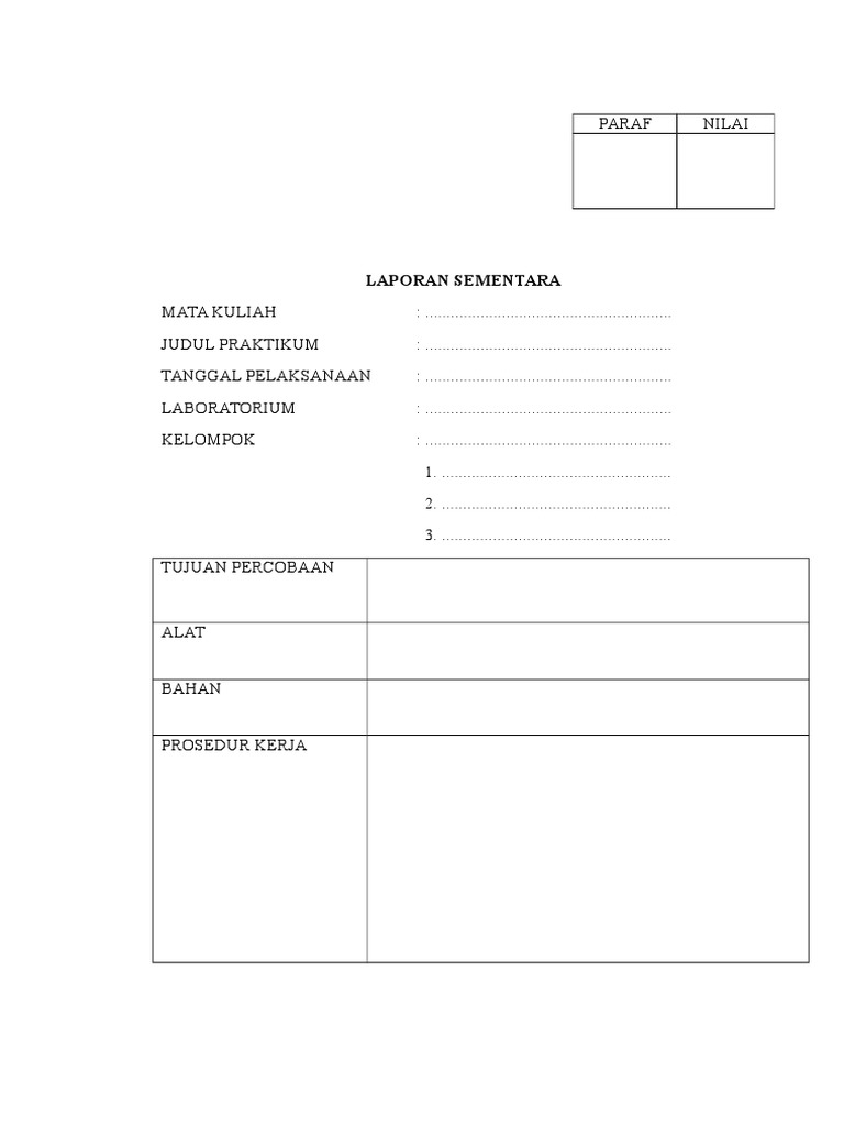 Format Laporan Sementara | PDF