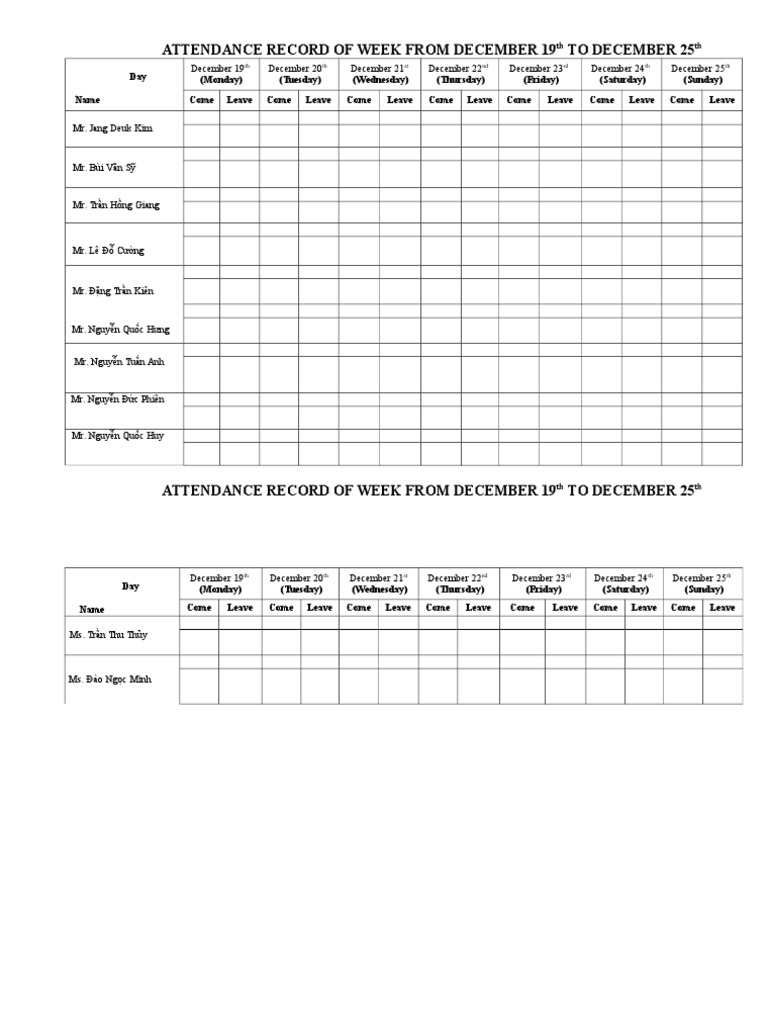Attendance Record | PDF