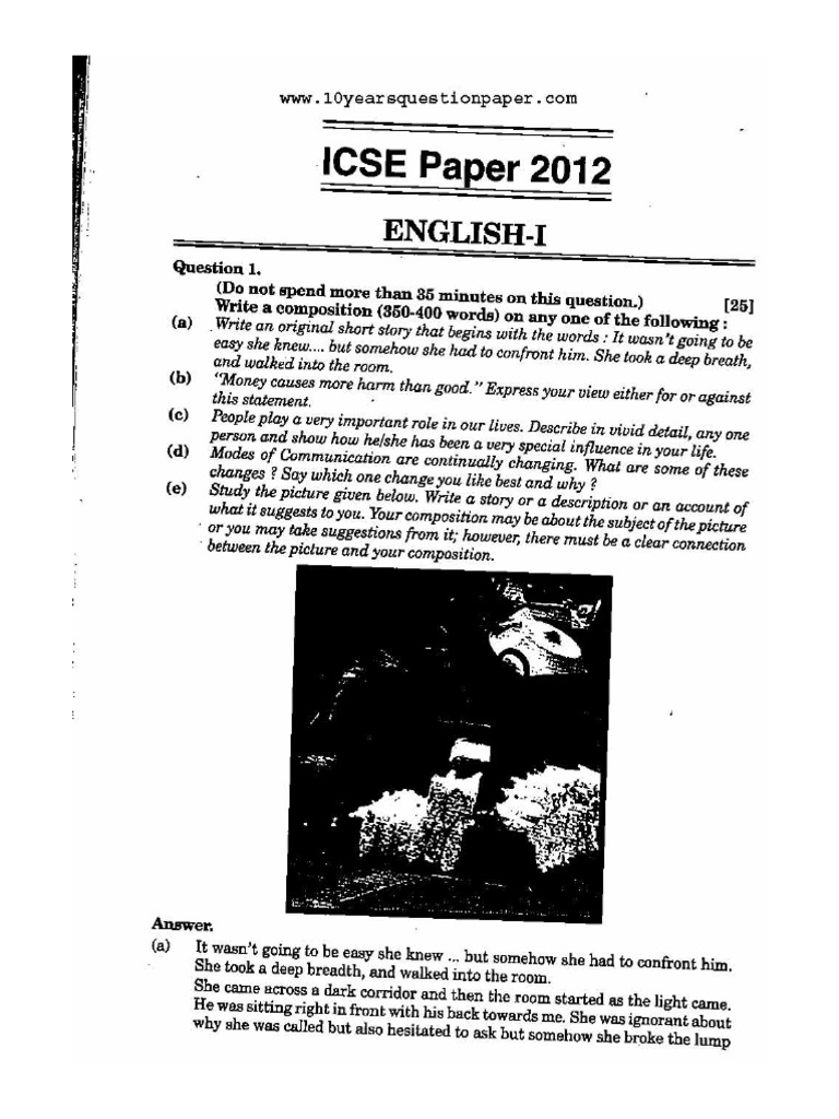 Icse English Class 10 2012 | PDF