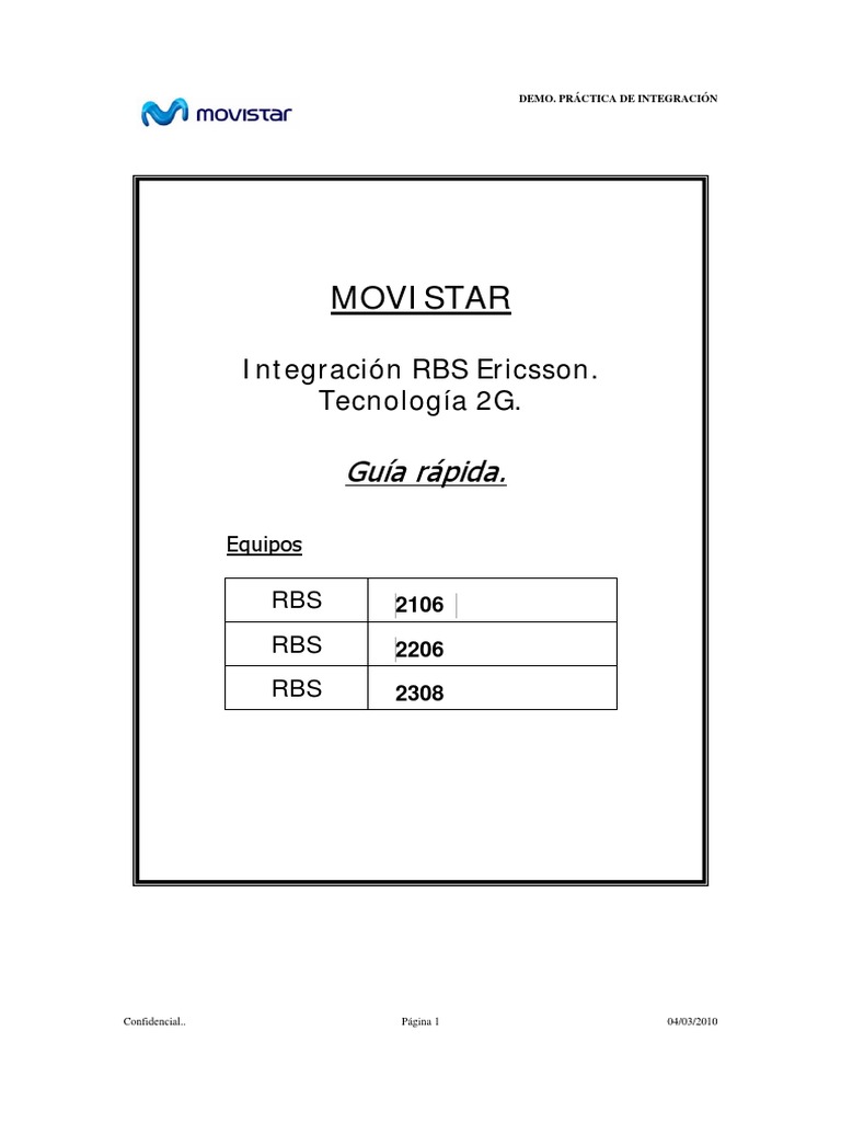Guía de integración de equipos RBS Ericsson 2106, 2206 y 2308 para ...
