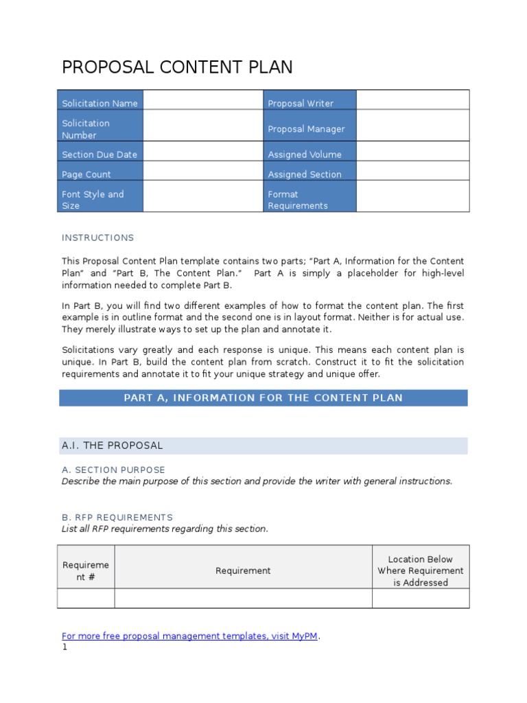 Proposal Content Plan | PDF | Page Layout | Paragraph