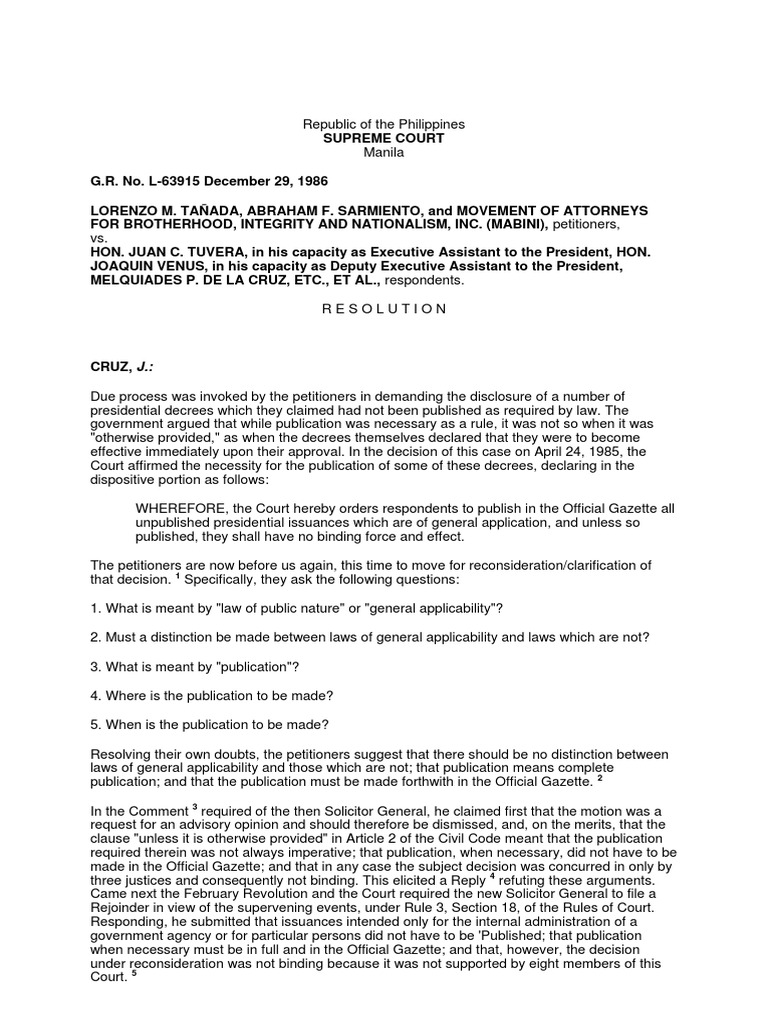 1.1 Effectivity of Laws | Due Process Clause | Jurisprudence