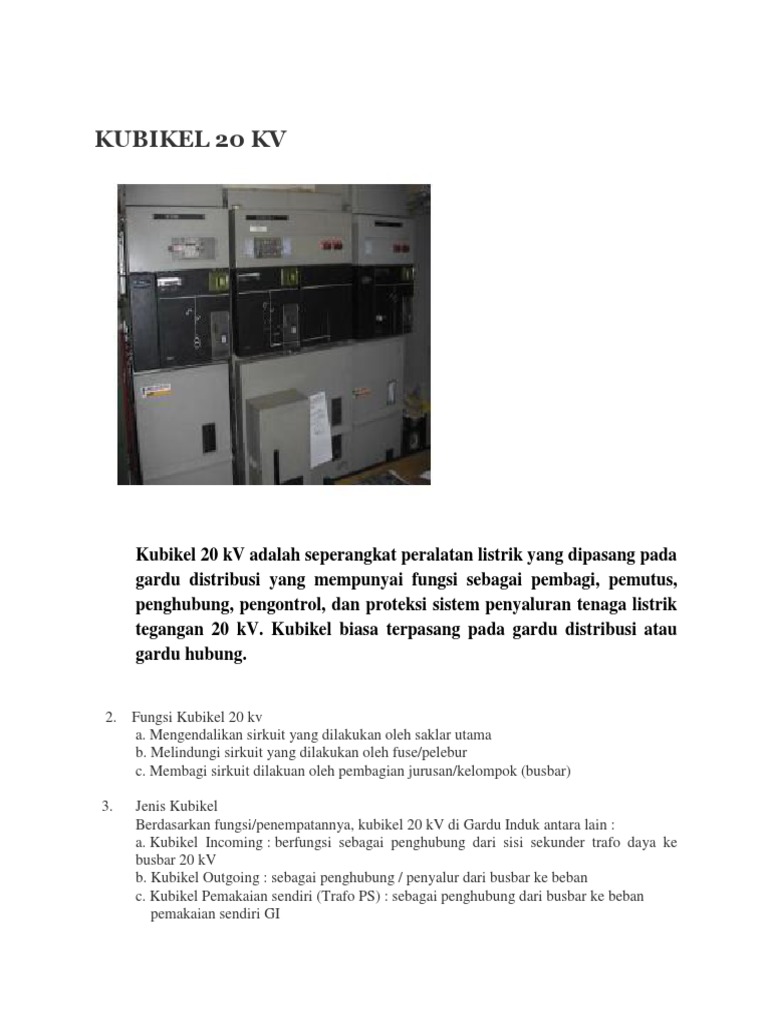 Fungsi dan Komponen Kubikel 20 kV | PDF | Sains & Matematika | Komputer