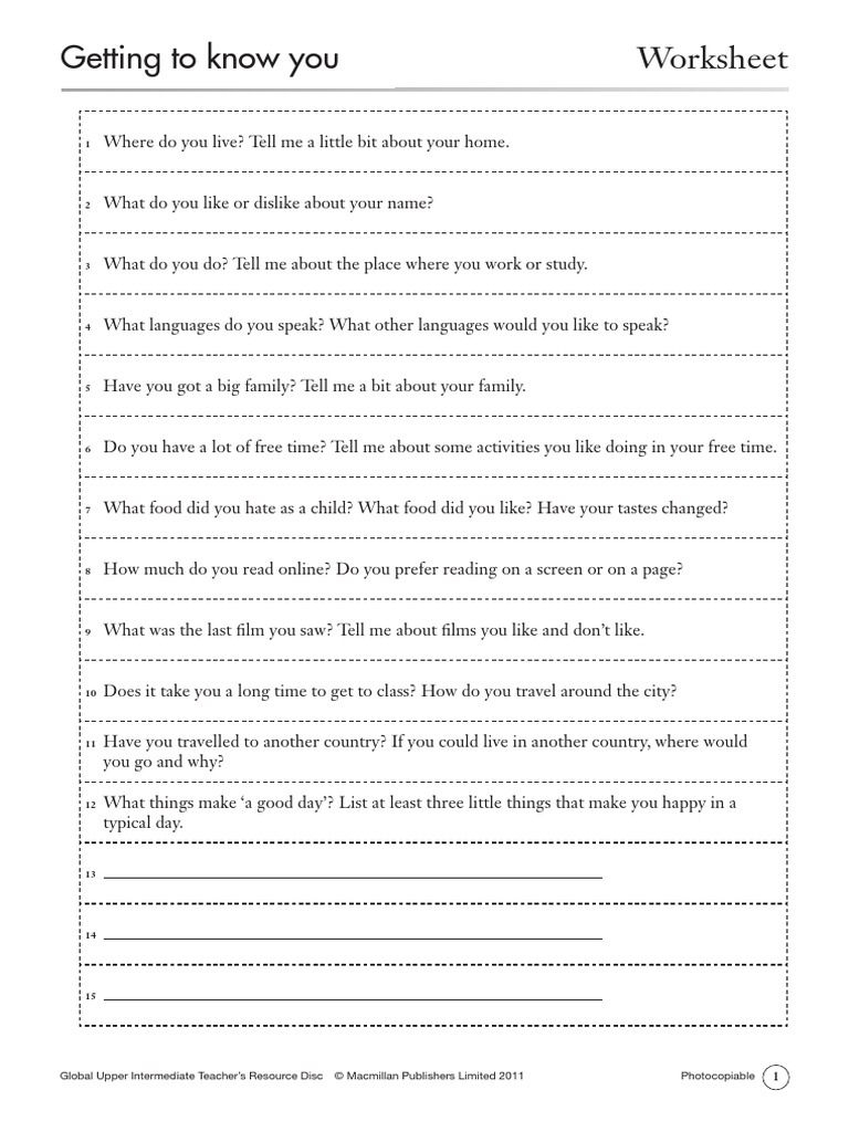 Getting To Know You Worksheet: Wheredoyoulive ...