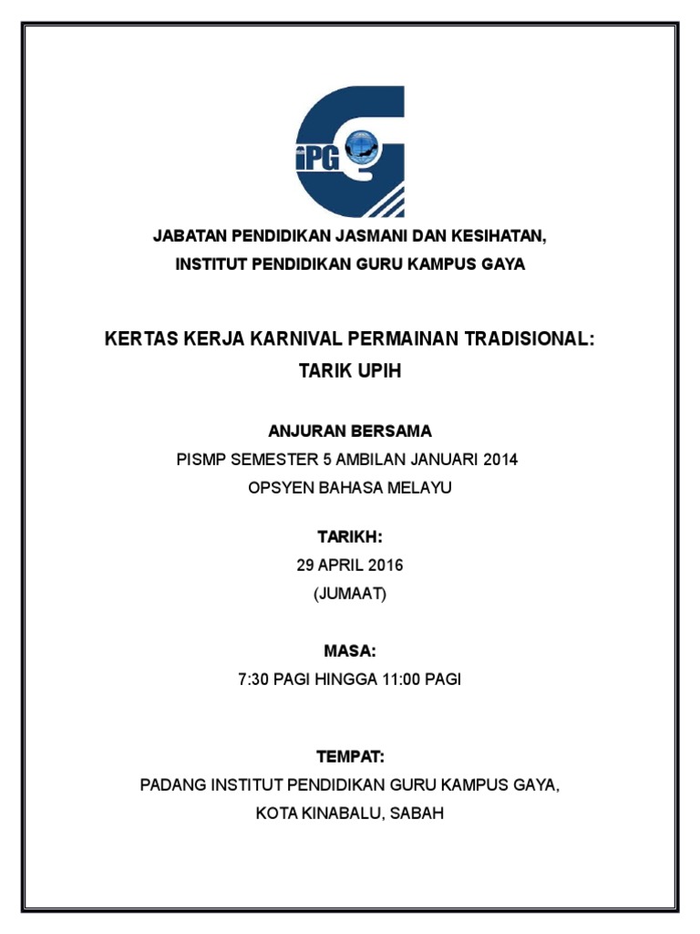 Kertas Kerja Permainan Tarik Upih | PDF