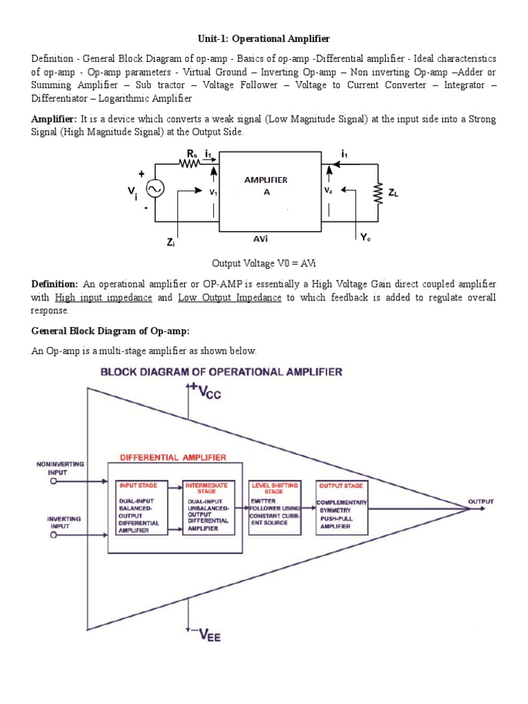 Opamp Notes | PDF | Operational Amplifier | Amplifier