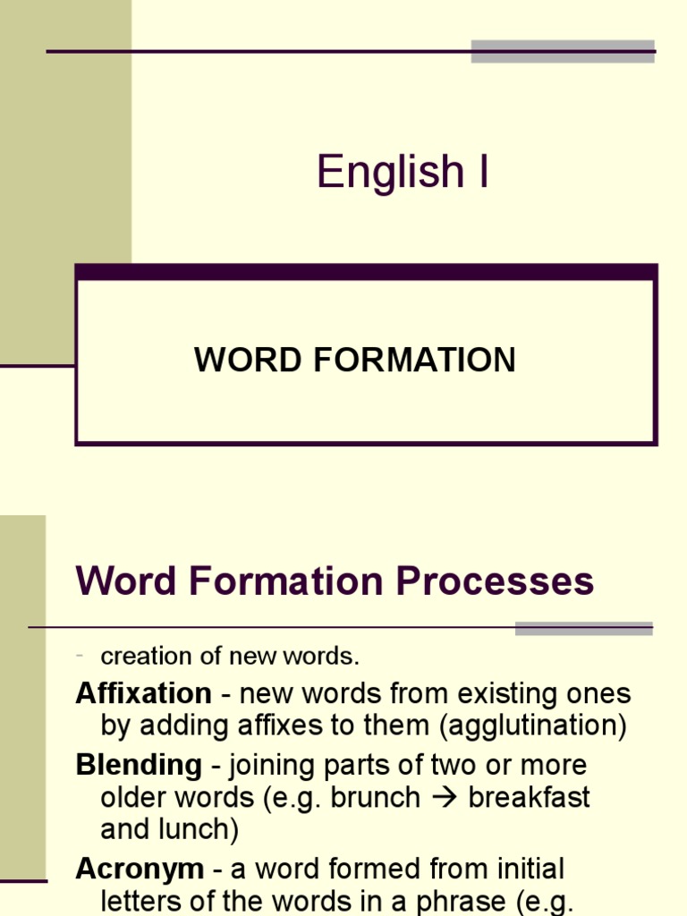 English Language, Word Formation | PDF | Morphology | Syntactic ...