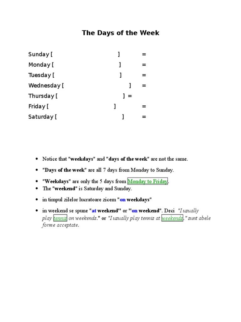 The Days of The Week | PDF