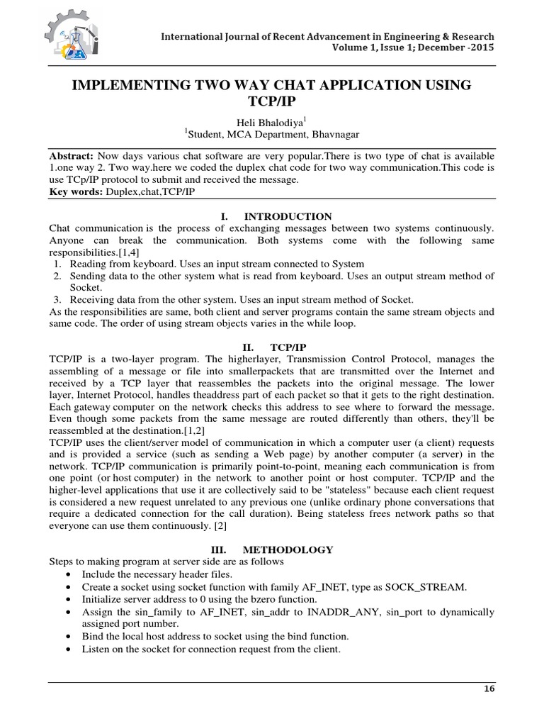 Implement Full Duplex Chat Using Tcpip Download Free Pdf Network Socket Transmission 