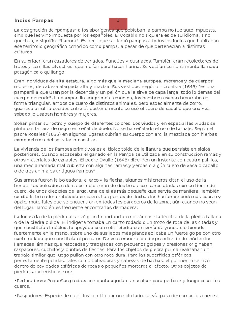 Vestimenta y vida de los Indios Pampas | PDF