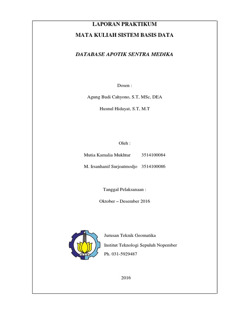 Laporan Praktikum Database Apotik | PDF