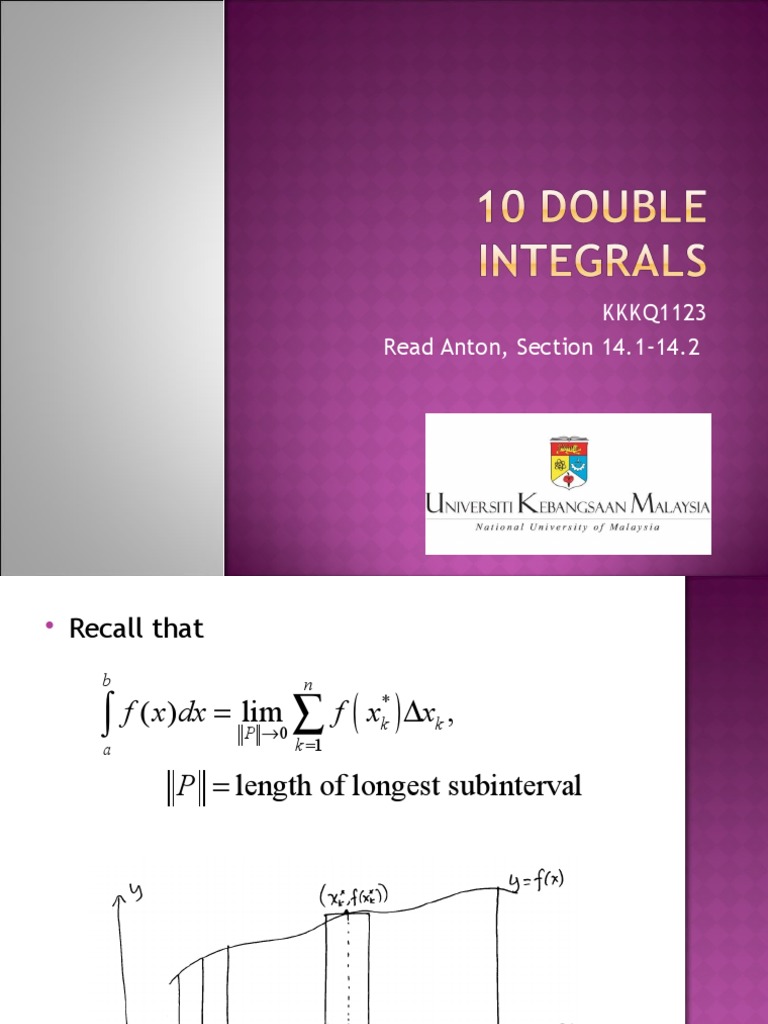 Recall key properties of double integrals | PDF | Integral ...