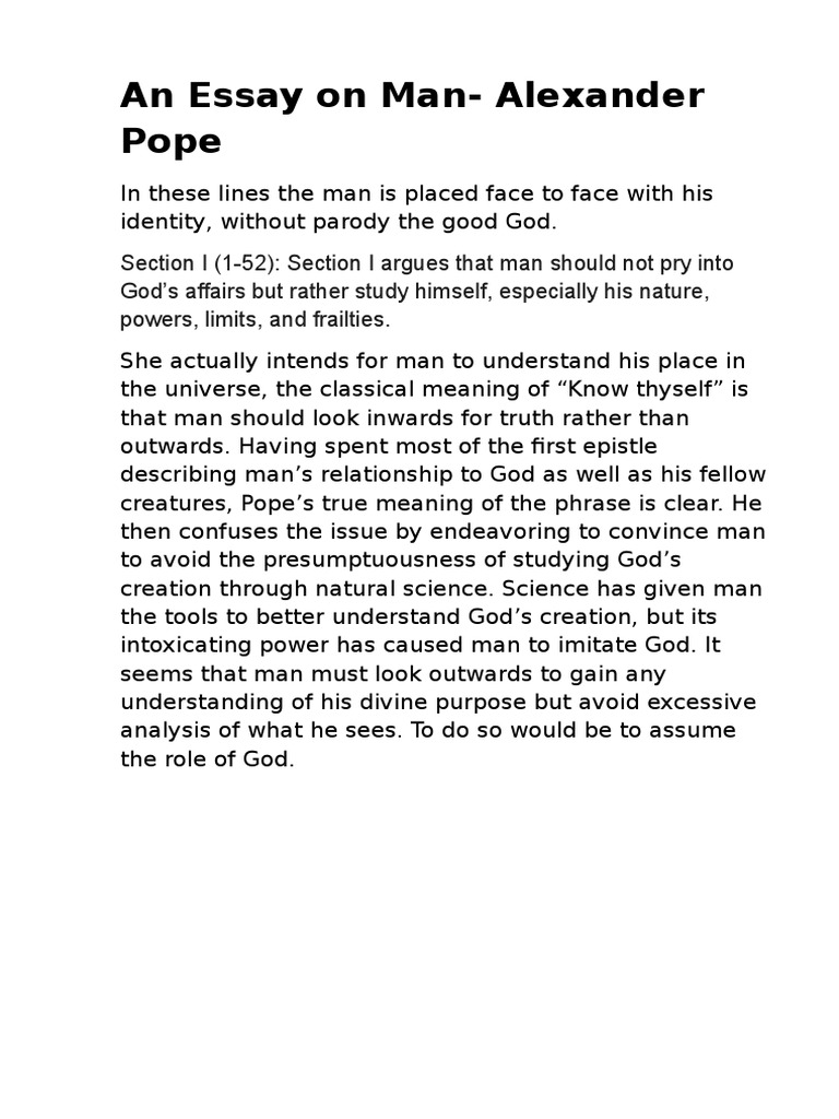 An Essay On Man | PDF | John Milton | Poetry