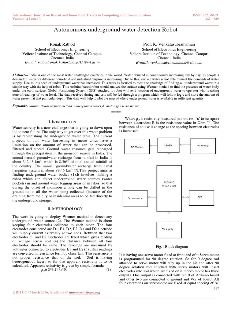 Autonomous Underground Water Detection Robot | PDF | Water Resources ...