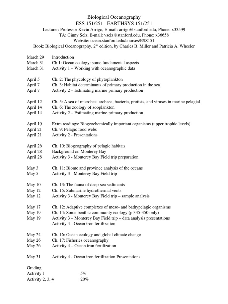Biological Oceanography ESS 151/251 EARTHSYS 151/251 | PDF | Science ...