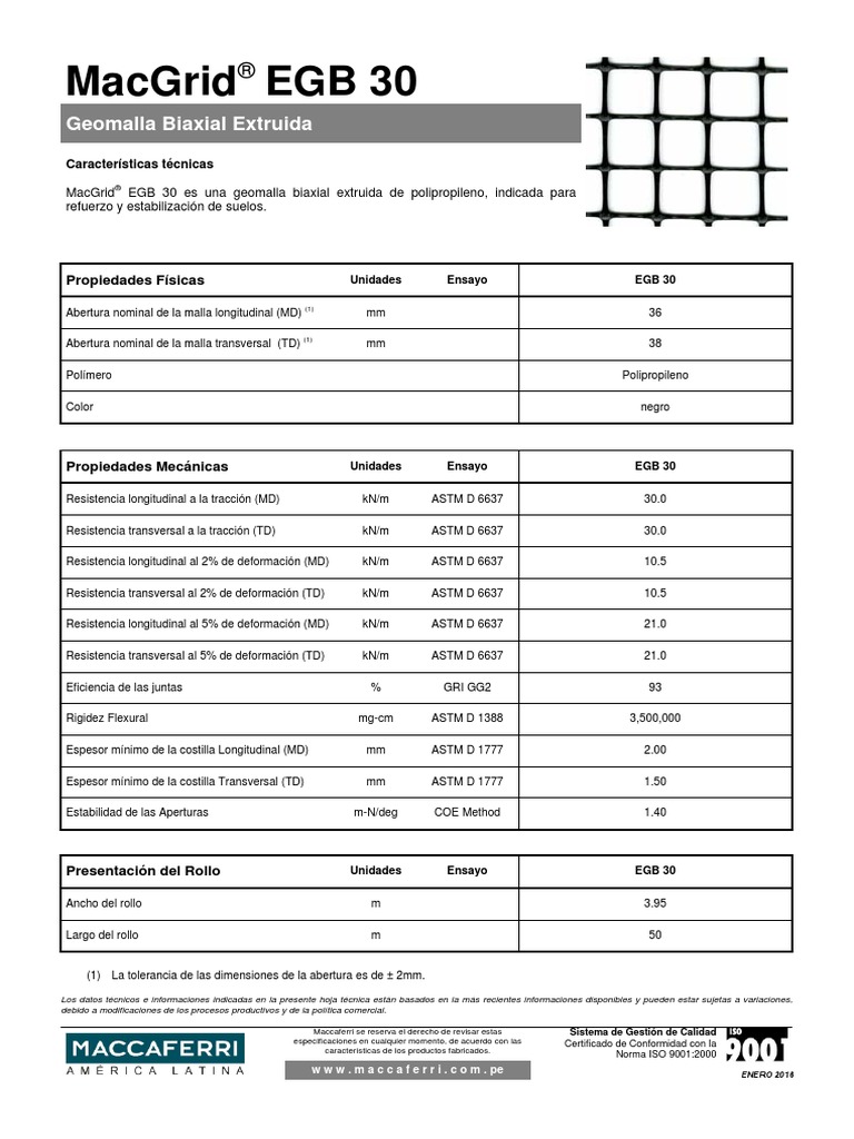 Geomalla Macgrid - Especificaciones | PDF