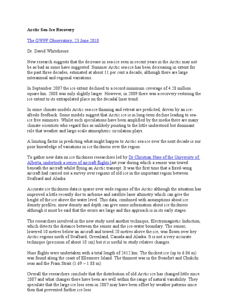 Arctic Sea-Ice Recovery | PDF | Sea Ice | Arctic Ocean