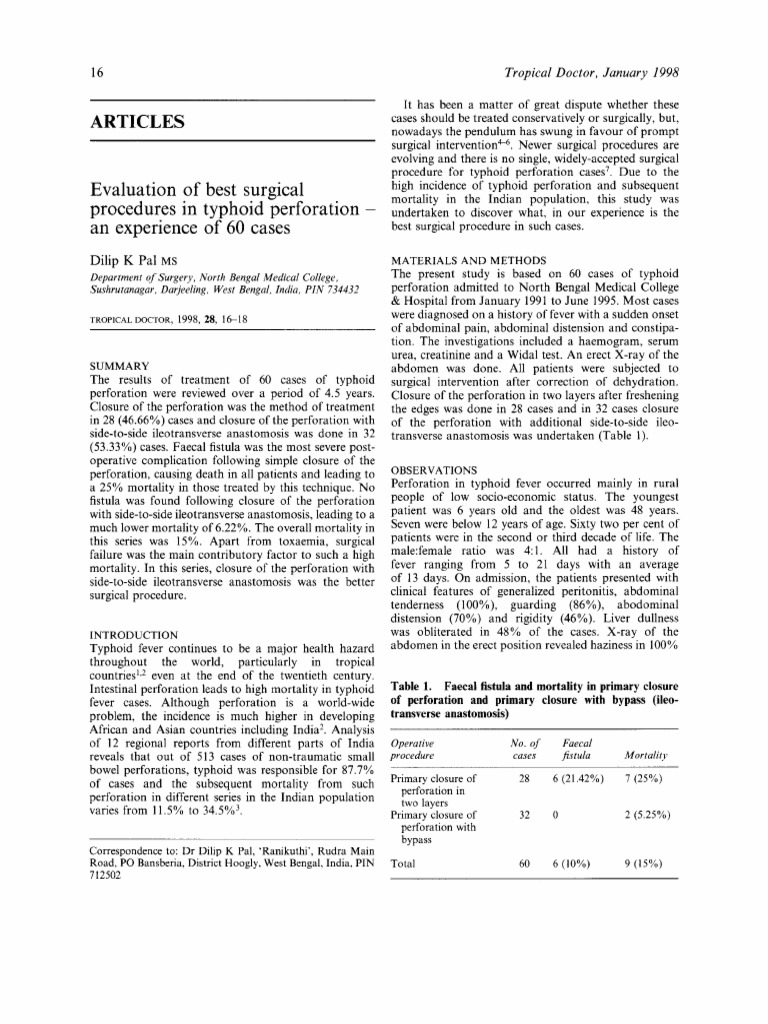 Typhoid Perforation | Surgery | Gastroenterology