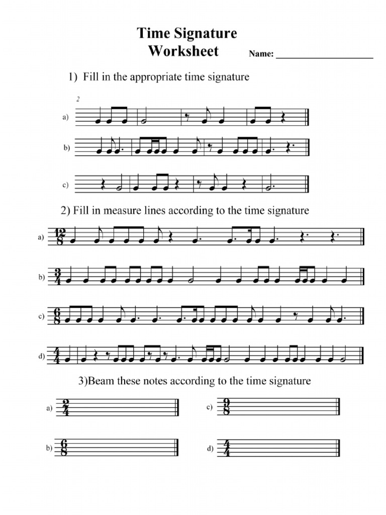Time Signature Worksheet | PDF